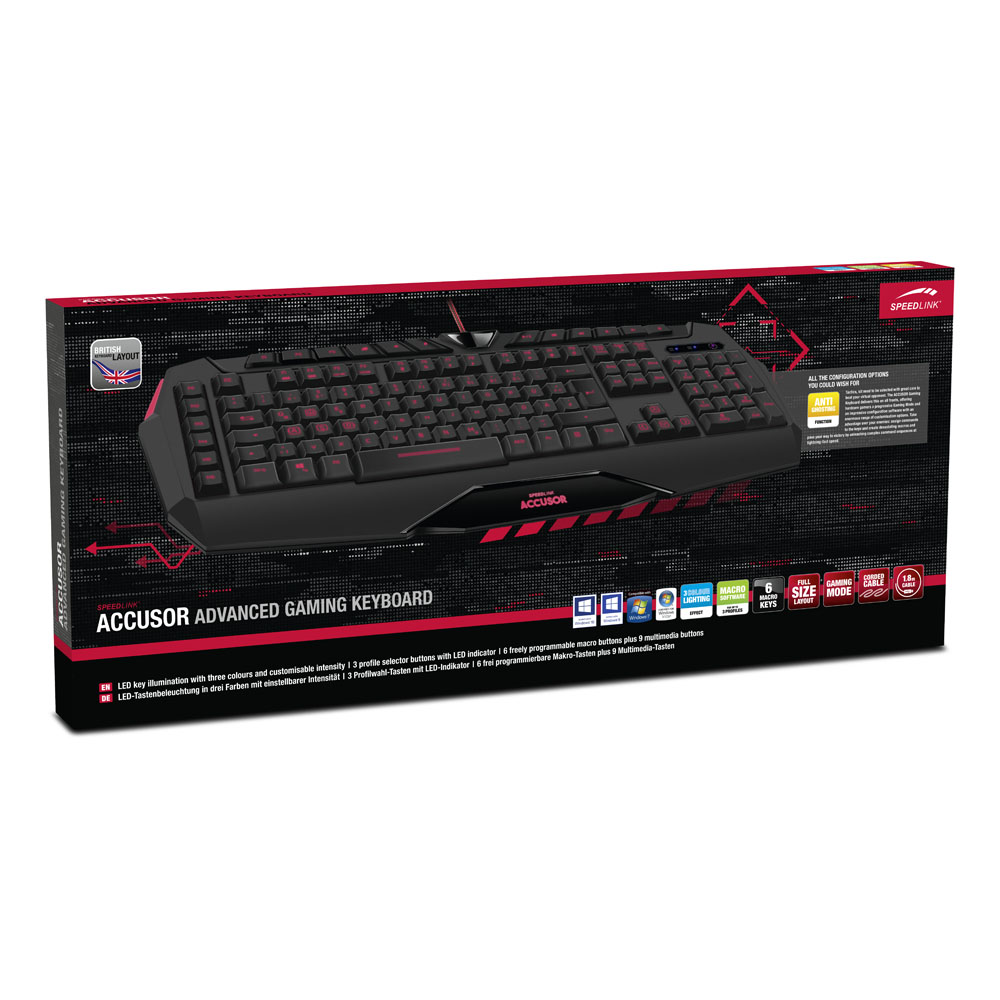 SPEEDLINK Accusor Advanced Full-Size Membrane Gaming Keyboard with 3 ...