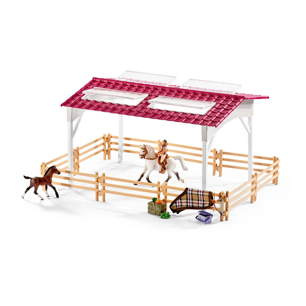 SCHLEICH Horse Club Riding Centre with Rider and Horses Toy Playset, 5 ...