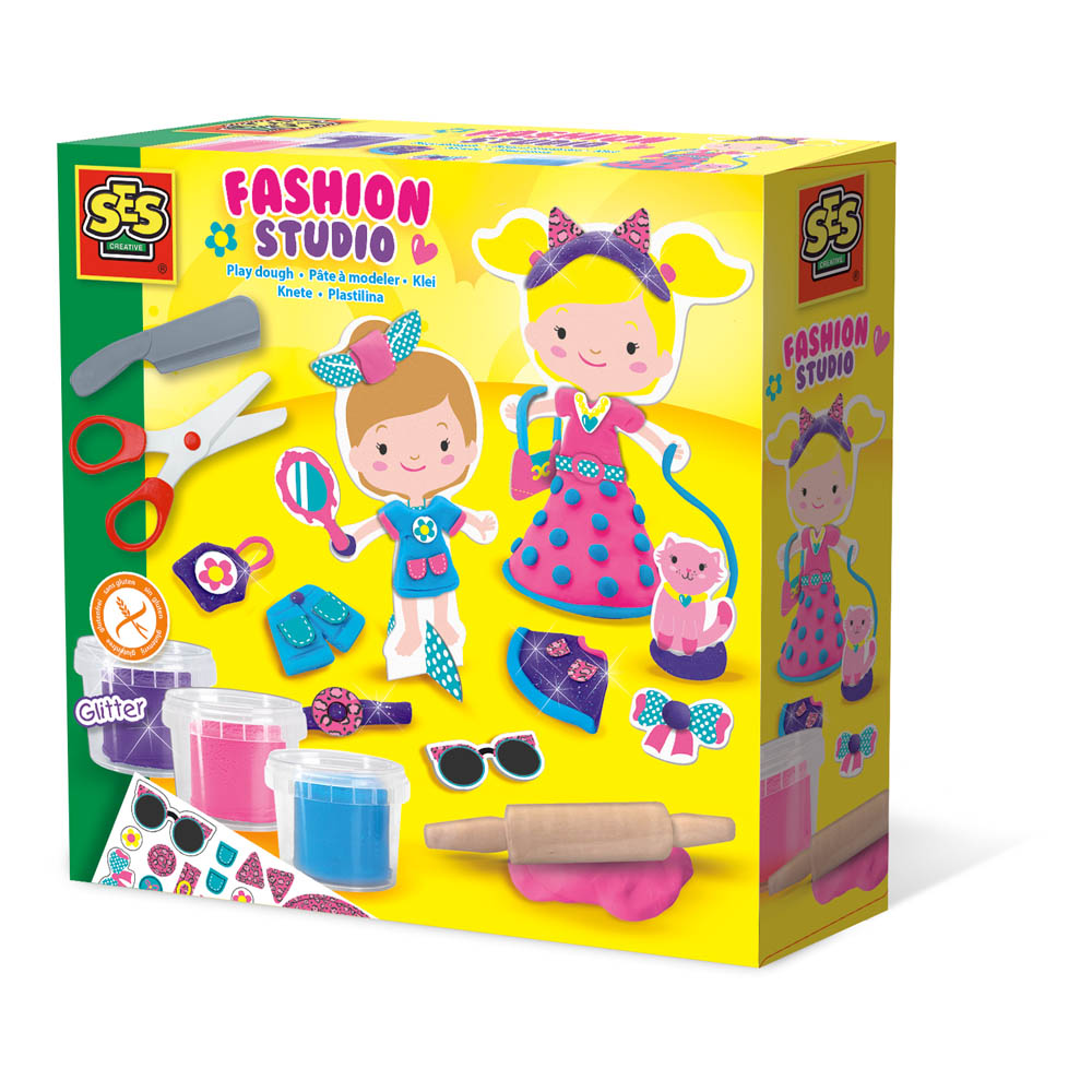 SES CREATIVE Children's Modelling Dough Fashion Studio Set, 3 Pots ...